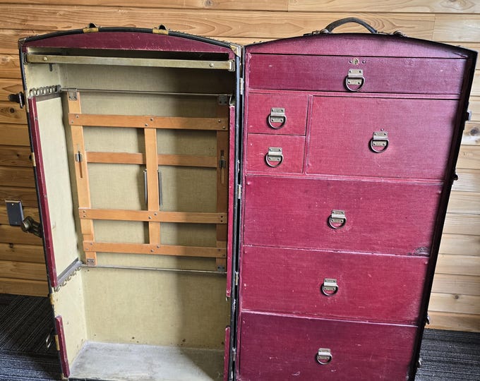 Antique Steam Ship Wardrobe Trunk: Steampunk Luggage With Keys - Etsy