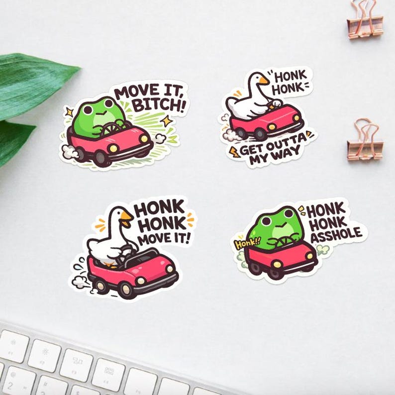 Road Rage Frog & Goose Sticker Pack | Funny Honk Honk Vinyl Decals ...