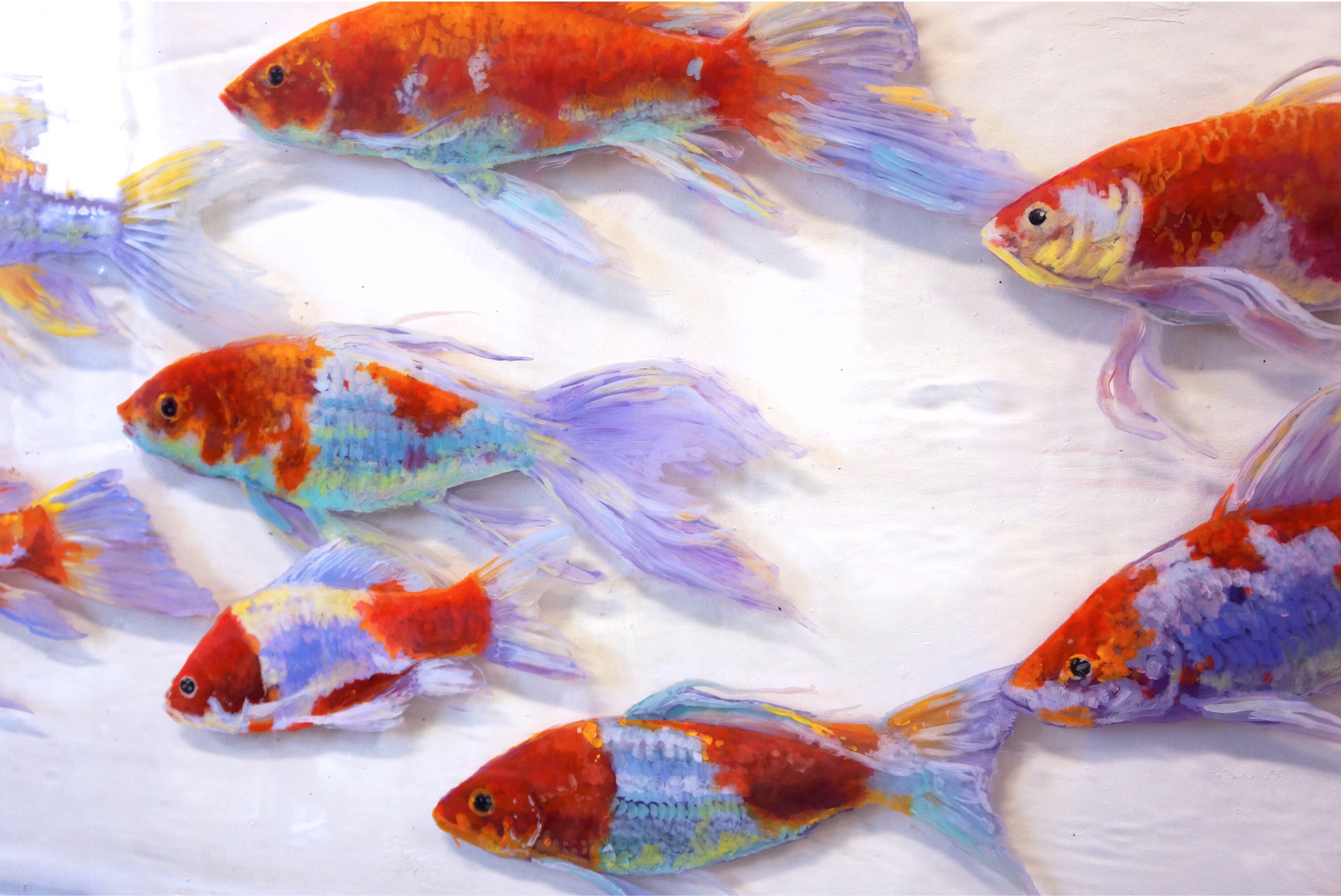 SOLD _ Art Original Painting of Koi fish Swimming Original | Etsy