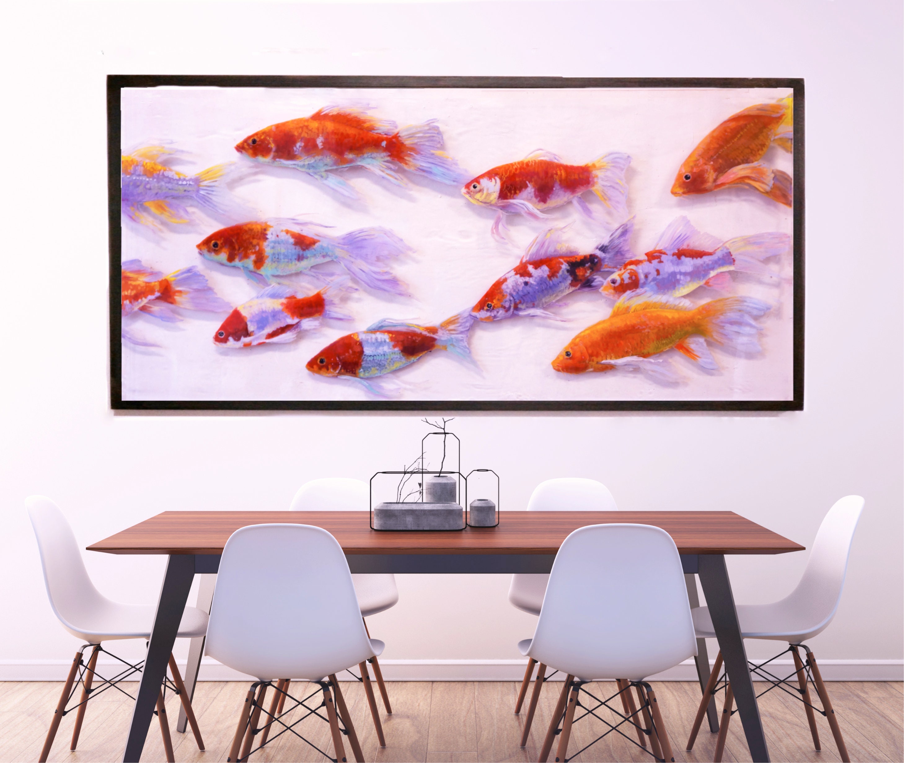 SOLD _ Art Original Painting of Koi fish Swimming Original | Etsy