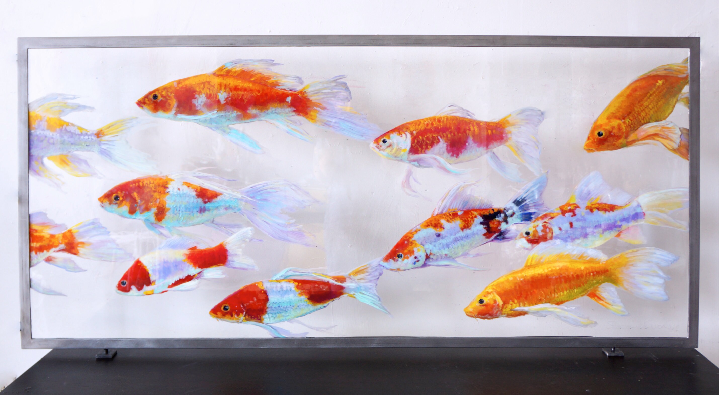 SOLD _ Art Original Painting of Koi fish Swimming Original | Etsy