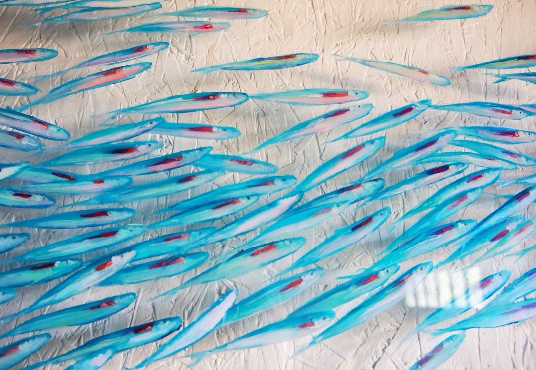 Shoal Fish Art – Original Painting on Lucite With Wood Frame - Etsy