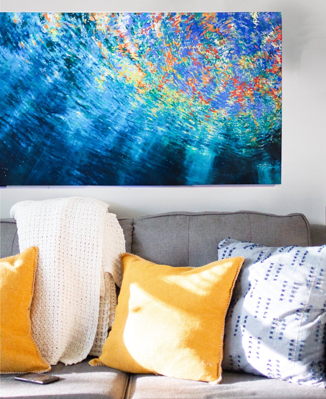 Beneath the Waters Surface - Calming Blue Wall Art - Water Reflection ...