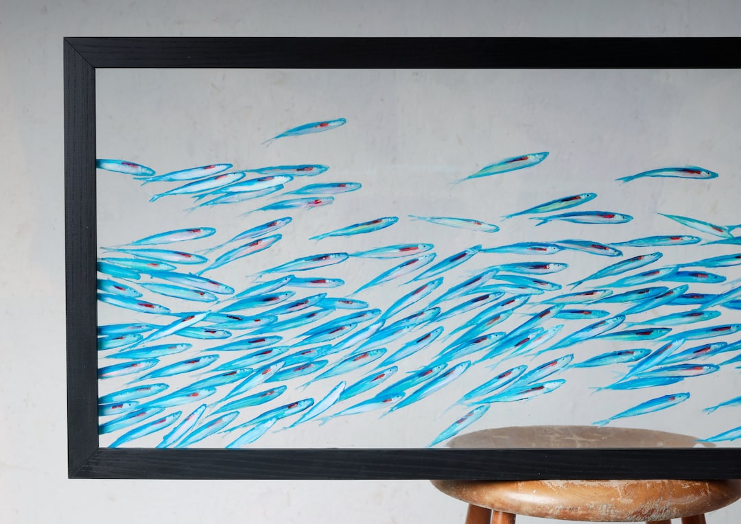 Sold— Fish Artwork - Framed Art Original Painting Shimmering Shoal ...