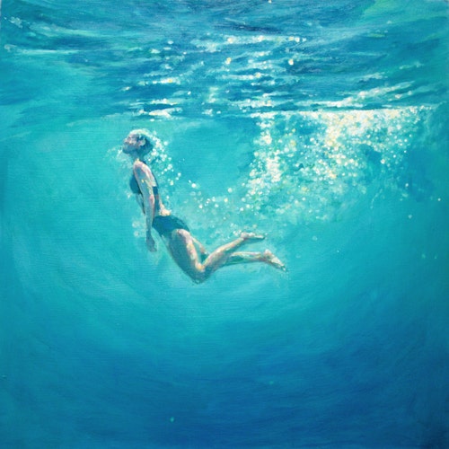 Ocean Swimmer Art Print of Painting Titled Silent Swimmer - Etsy