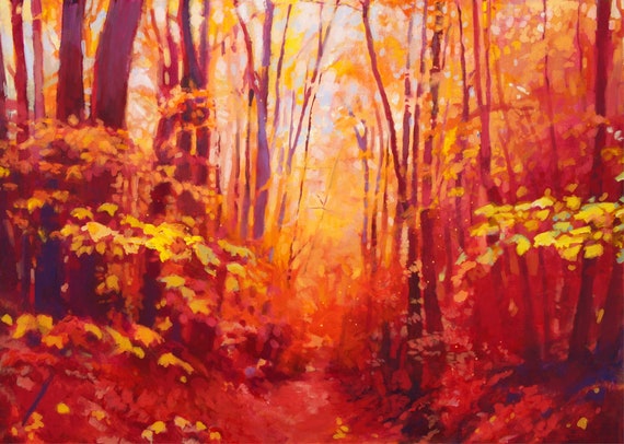 Art Print of Painting of Autumn Forest in Fall Archival Giclee | Etsy