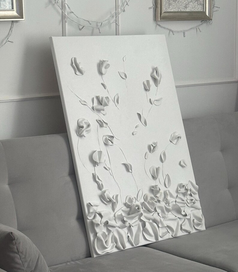 Large Textured Neutral Wall Art – White Abstract Canvas for Modern ...