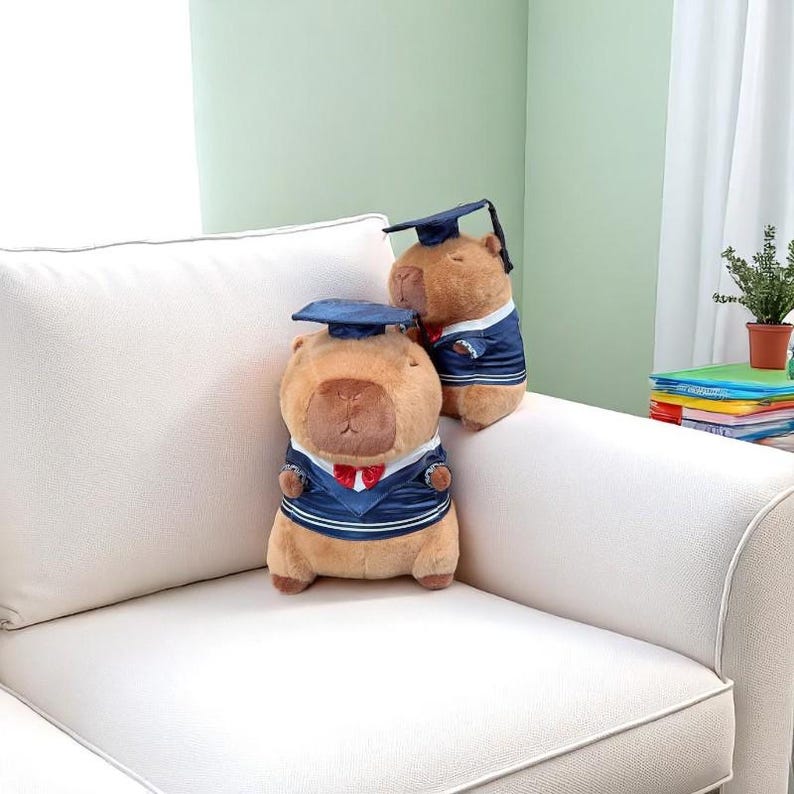 Graduation Capybara Plush in Navy Gown - Stuffed Animal Gift for ...