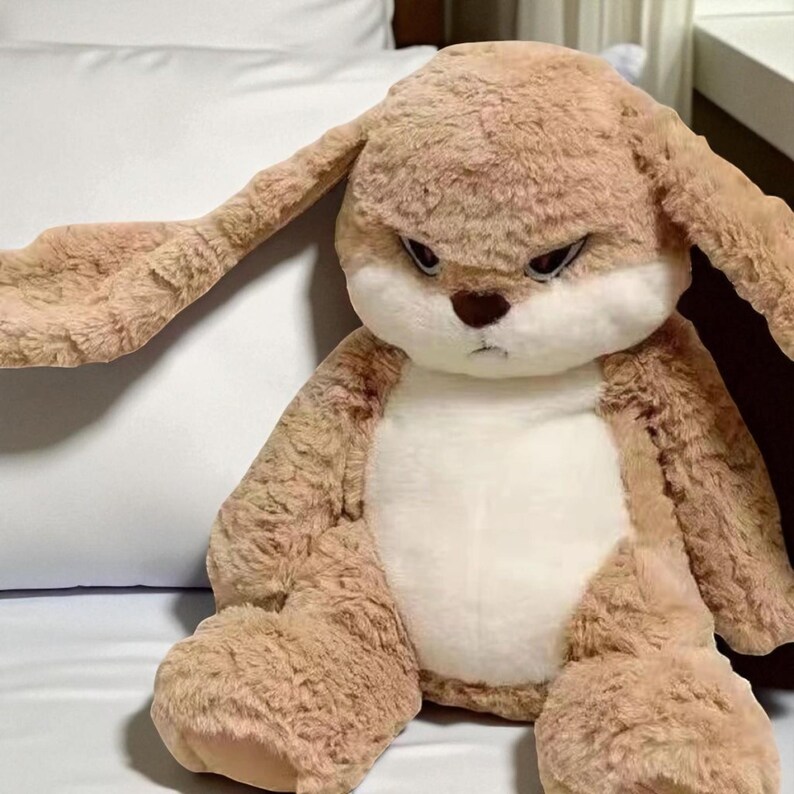 Angry Bunny Plush Toy: Grumpy Rabbit Stuffed Animal - Soft Cotton - Etsy