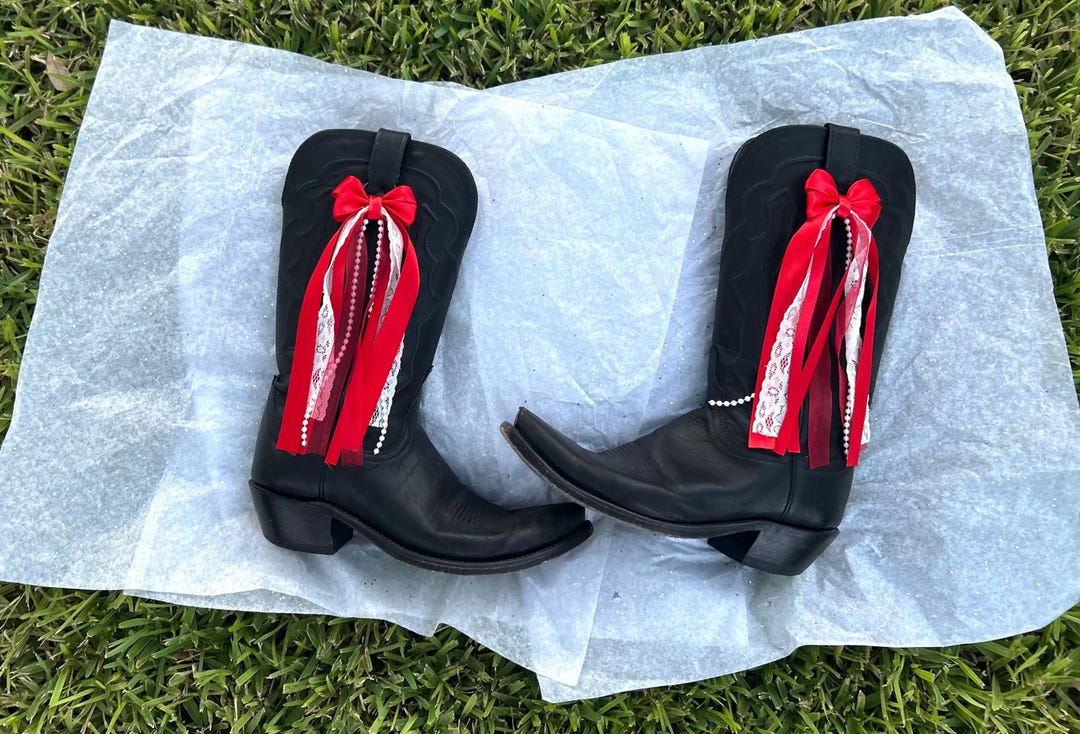 Red and White Boot Bows, Western Cowgirl Accessory, College Gameday ...