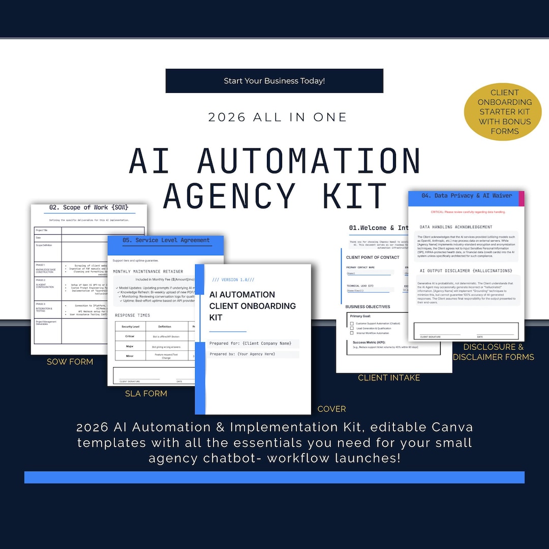 AI Automation Agency SOW Template | Client Onboarding Kit | Digital ...