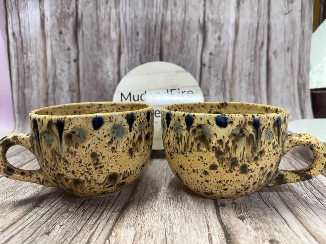 Hand Painted Stoneware Mugs MATTE FINISH (set of 2) 12 Oz - Etsy