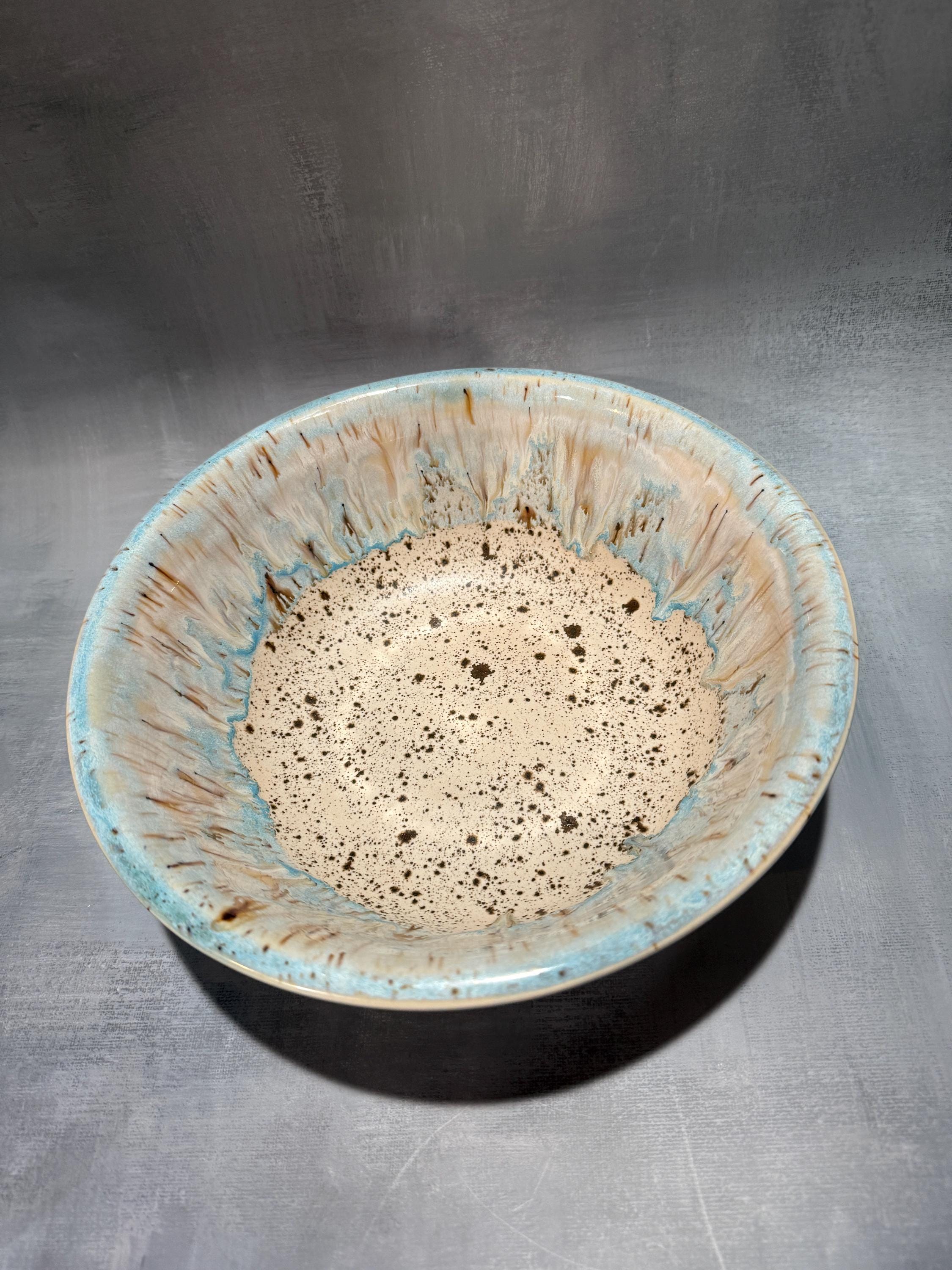 Hand Painted Stoneware Pottery Large Serving Bowl - Etsy