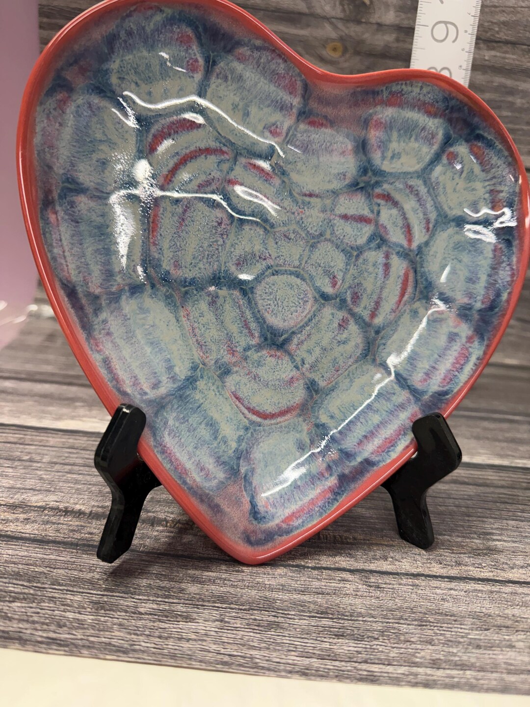 Hand Painted Stoneware Pottery Valentine Heart Frozen Pond Candy or ...
