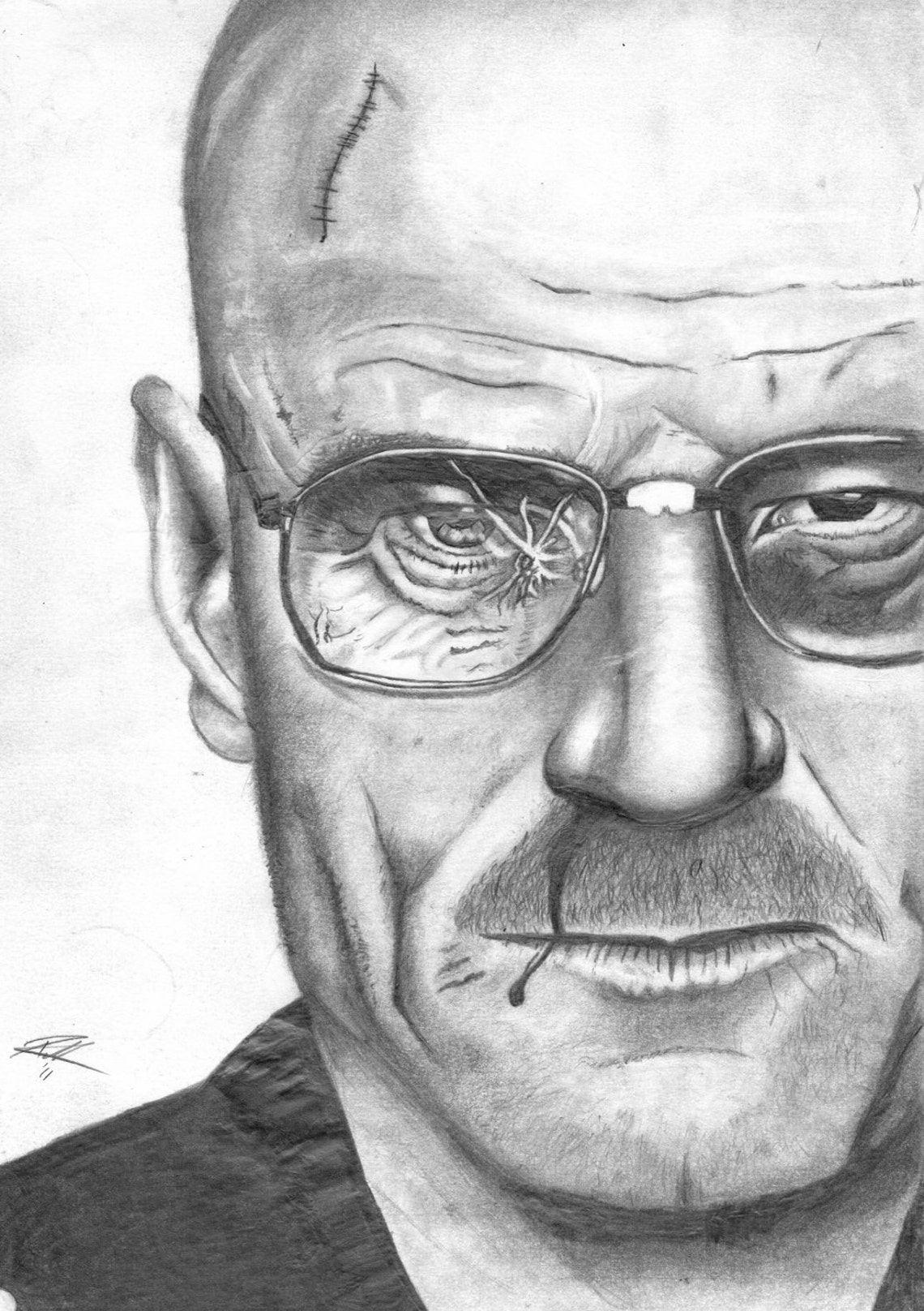 ORIGINAL PENCIL DRAWING Walter White After - Etsy