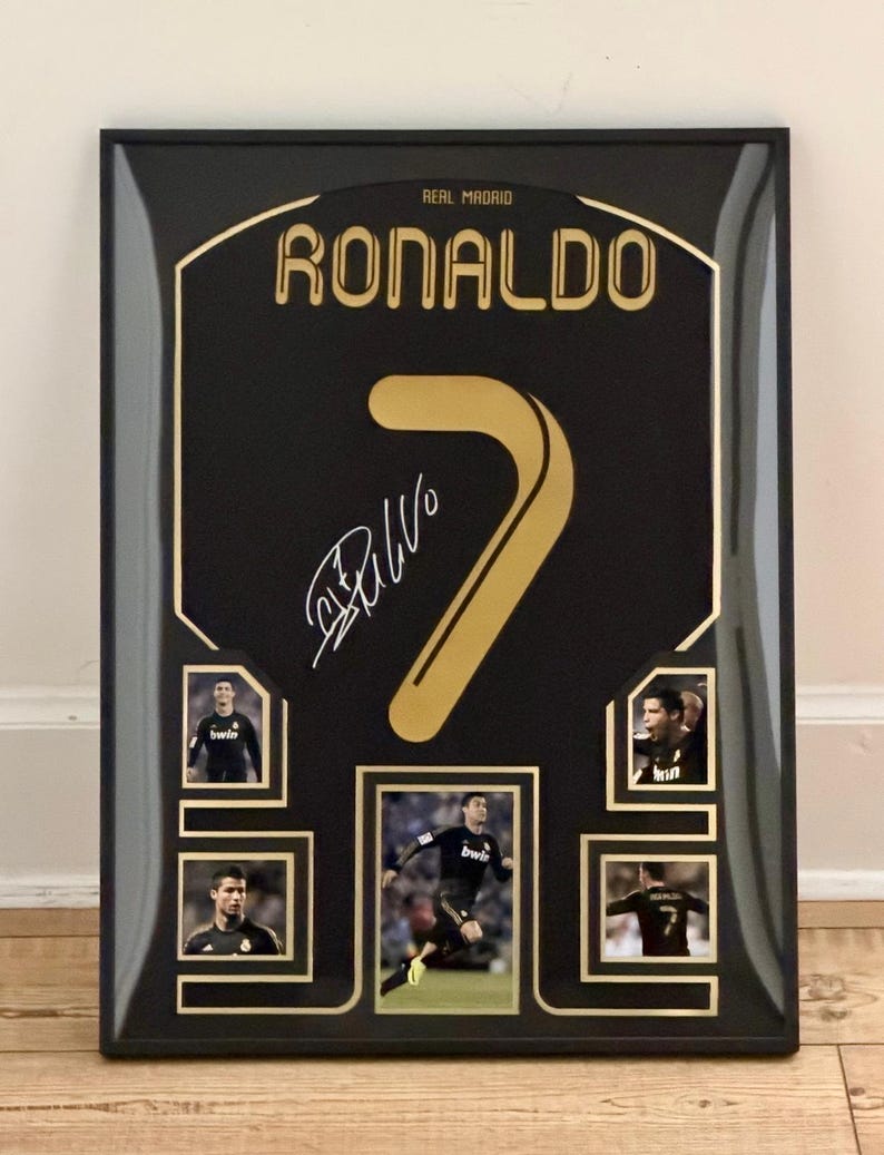 Cristiano Ronaldo Real Madrid Black Jersey Framed With PRINTED ...