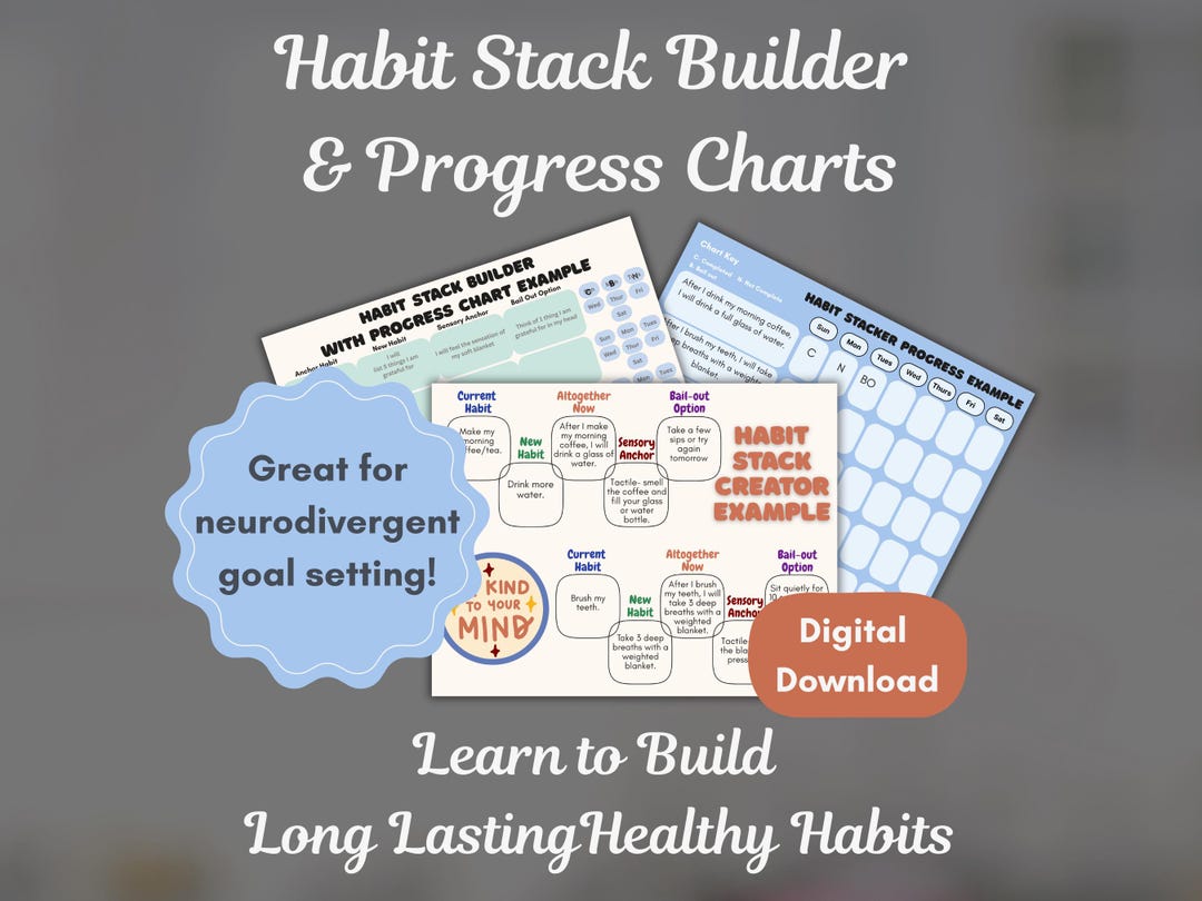 Habit Stack Builder & Progress Chart | Neurodivergent Tools New Years ...