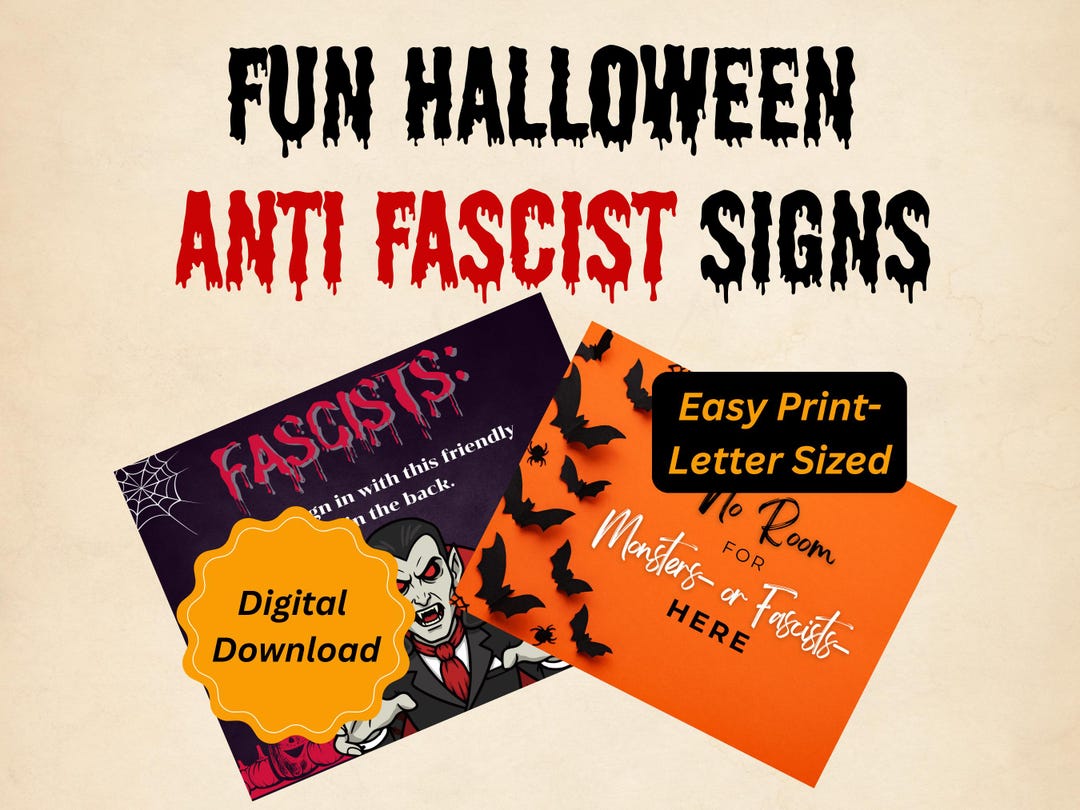 Printable Halloween Digital Download Anti Fascist Decor Signs Anti ...