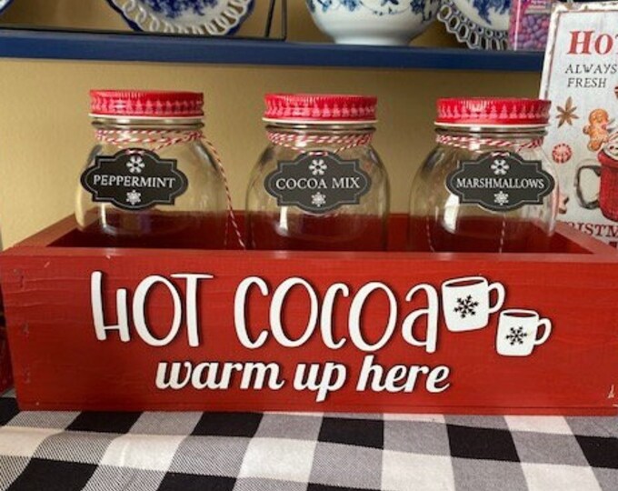 Hot Cocoa Bar Tray, Cocoa Bar Box, Hot Chocolate Station, Farmhouse ...