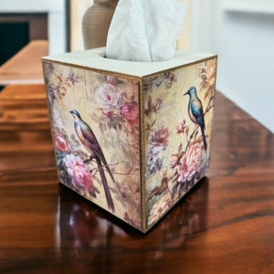 Tissue Box Cover, French Country Tissue Box, Birds Tissue Box Cover ...