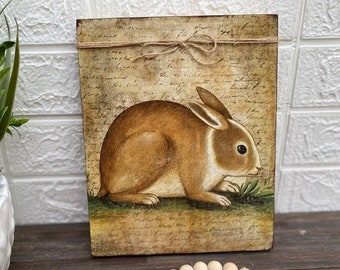 Vintage Rabbit Sign, Farmhouse Rabbit Sign, Primitive Rabbit Sign ...