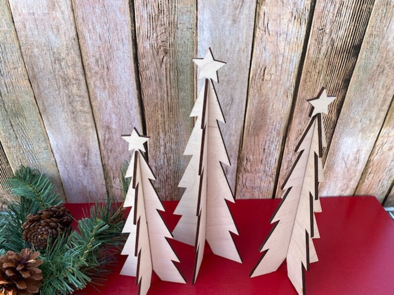 Wooden Trees/christmas Decor/3d Laser Cut Trees/christmas - Etsy
