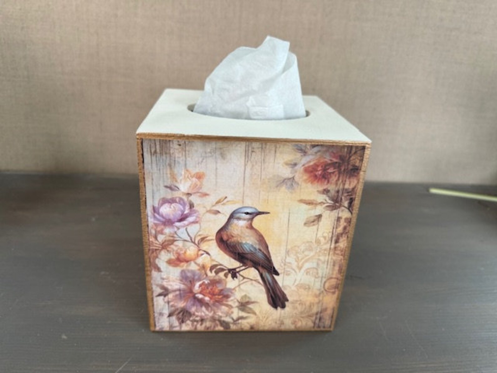 French Country Tissue Box Cover: Birds & Floral Design - Etsy