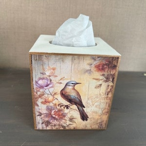 Tissue Box Cover, French Country Tissue Box, Birds Tissue Box Cover ...