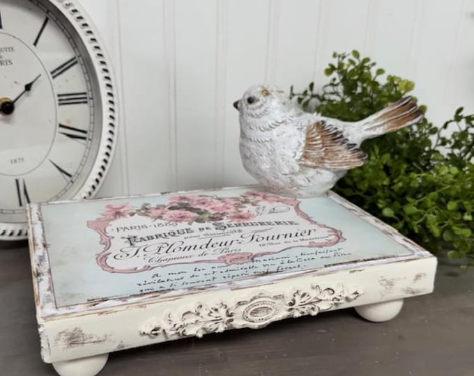 French Country Decor Riser, Shabby Chic Book Riser, Upcycled Hardback ...
