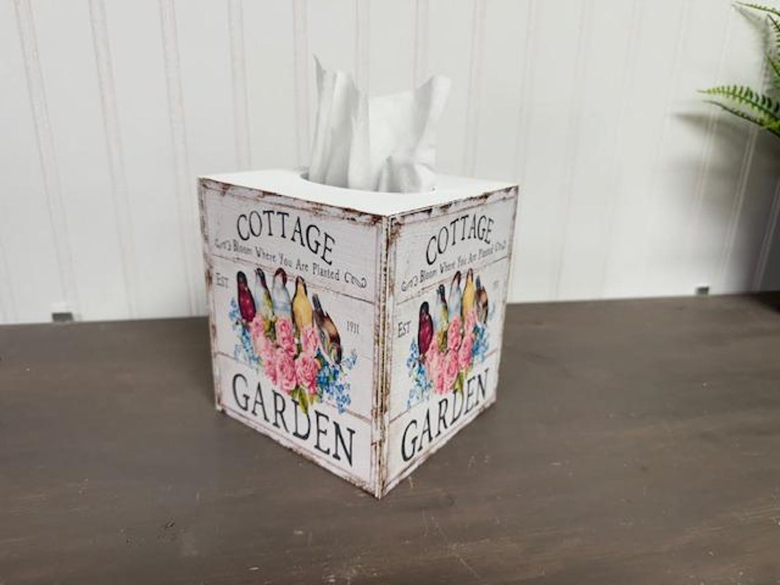 French Country Tissue Box, Tissue Box Cover, Birds Tissue Box Cover ...