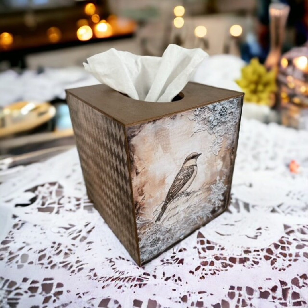 Tissue Box Cover, Harlequin Tissue Box, Birds Tissue Box Cover, French ...