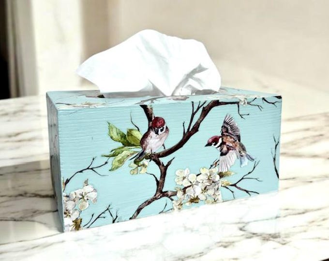 French Country Tissue Box, Tissue Box Cover, Birds Tissue Box Cover ...