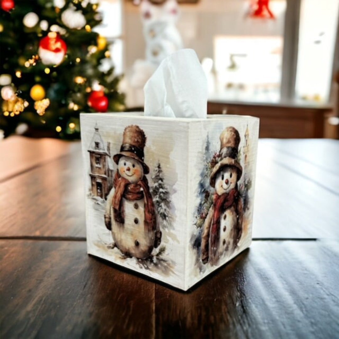 Tissue Box Cover, Snowman Wintertissue Box, Snowman Decor, Snowman ...