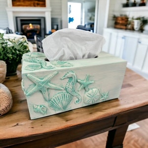 Seashells Tissue Box, Tissue Box Cover, Seashells Tissue Box Cover ...