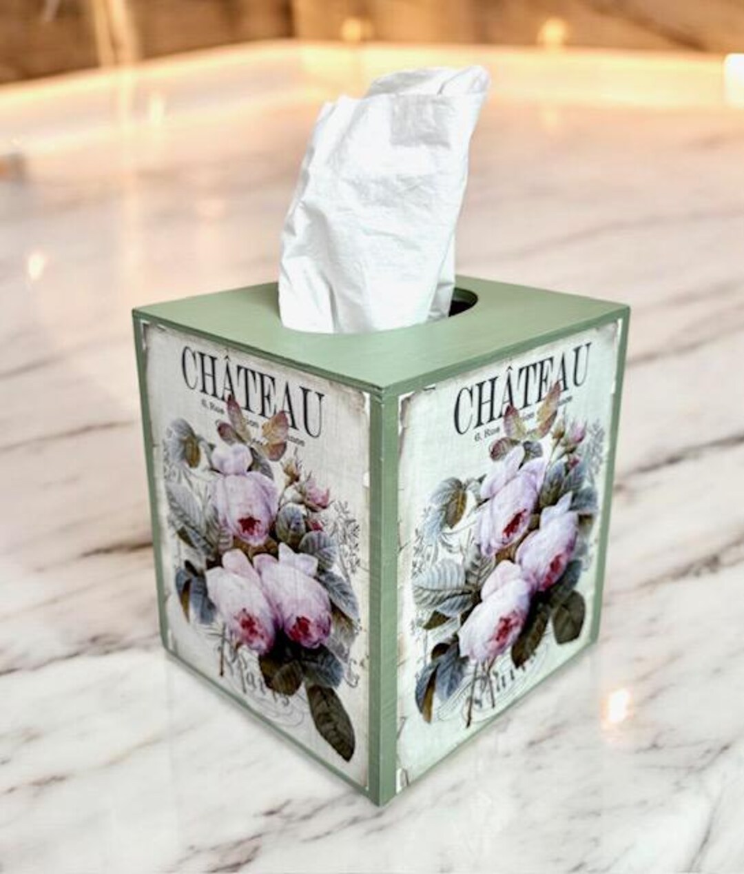French Country Tissue Box, Tissue Box Cover, Peonies Tissue Box Cover ...