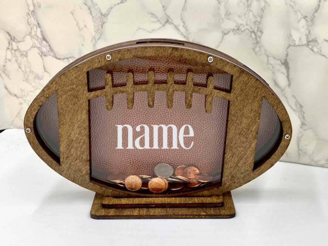 Football, Bank, Kid's Bank, Sports Bank, Wood Piggy Bank, Gift for Kids ...