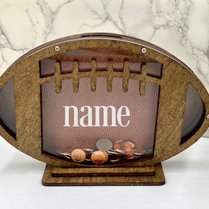 Football, Bank, Kid's Bank, Sports Bank, Wood Piggy Bank, Gift for Kids ...