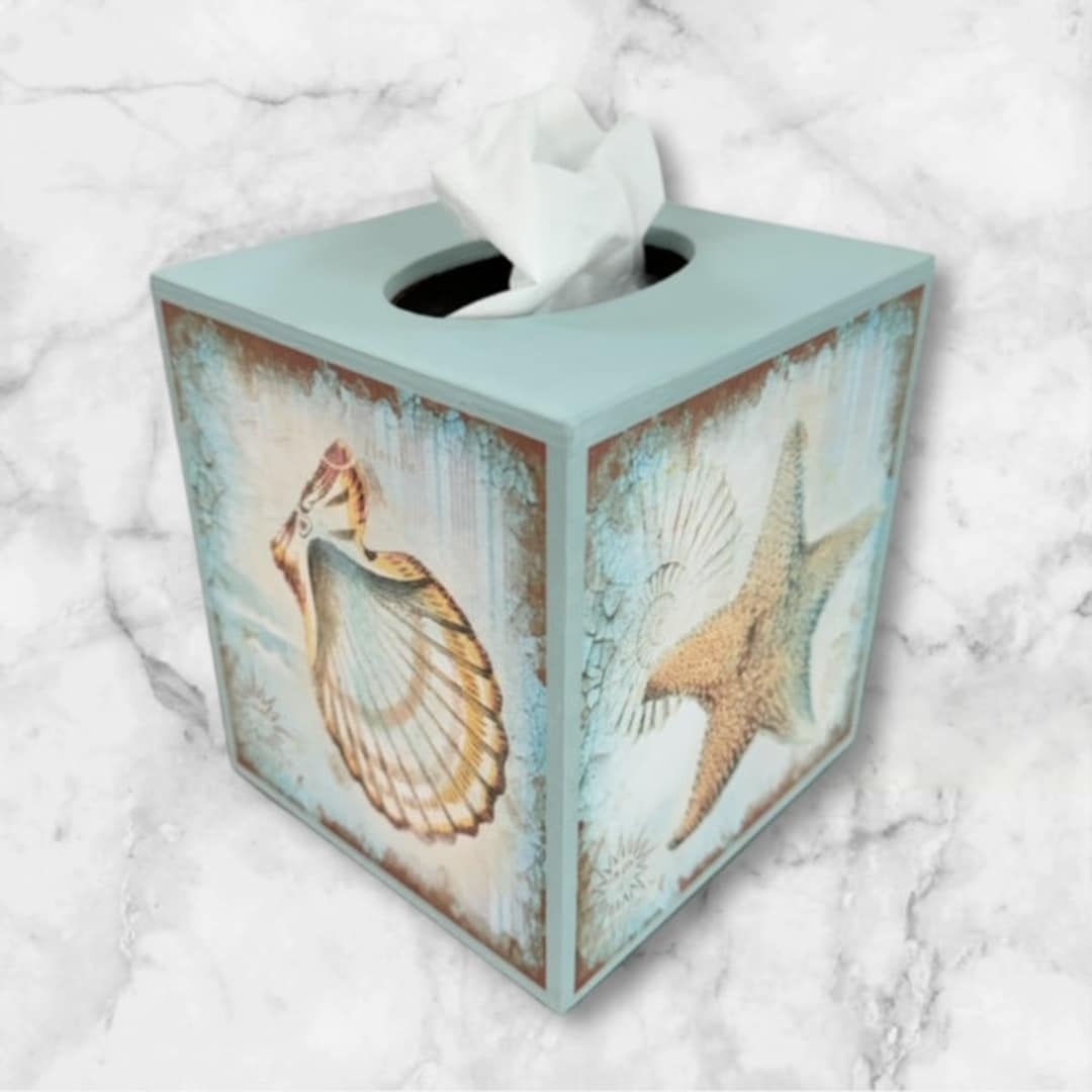 Tissue Box Cover, Coastal Tissue Box, Beach Tissue Box Cover, Beach ...