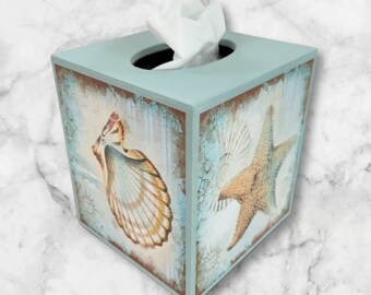 Seashells Tissue Box, Tissue Box Cover, Seashells Tissue Box Cover ...