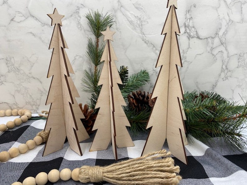 Wooden Trees/christmas Decor/3d Laser Cut Trees/christmas - Etsy