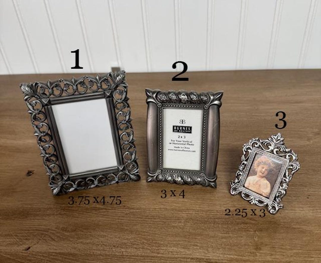 Vintage Ornate Small Metal Photo Frames, Silver Finish Frames, Elegant ...