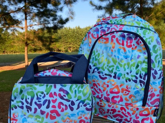 Personalized Girls Backpack Rainbow LEOPARD Backpack and - Etsy
