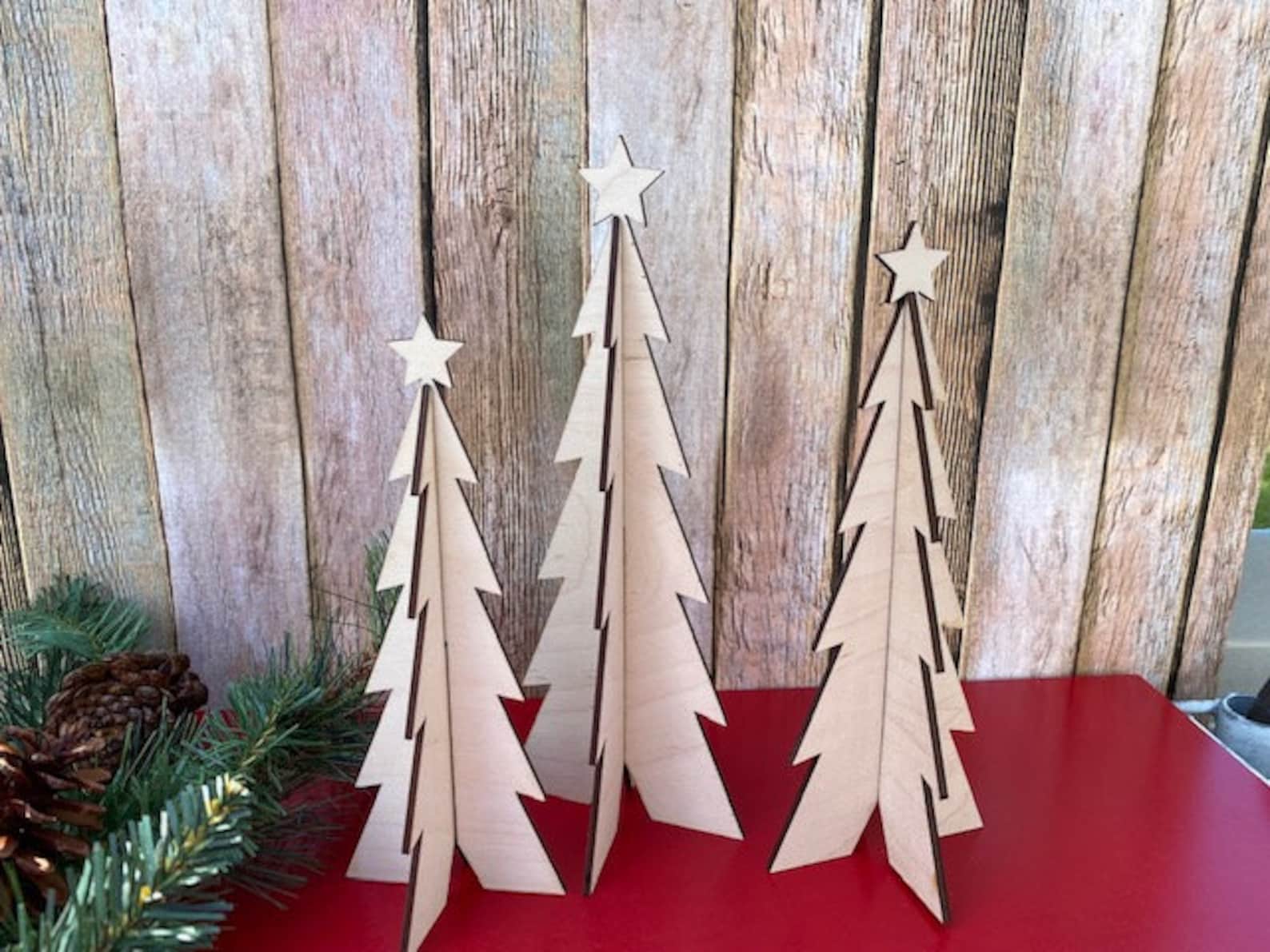 Wooden Trees/christmas Decor/3d Laser Cut Trees/christmas - Etsy