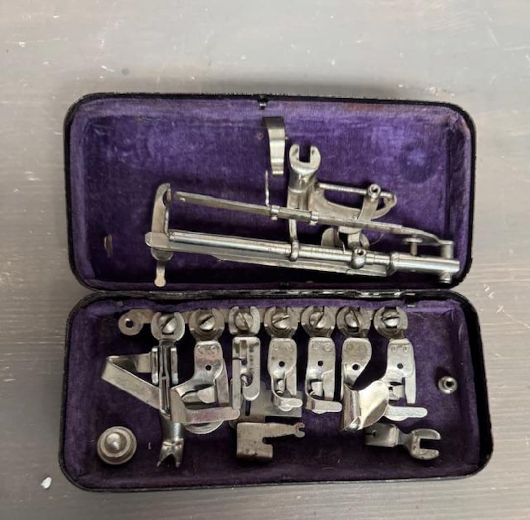 Antique WHITE Metal Box With Assorted Attachments, Antique WHITE ...