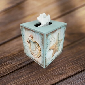 Tissue Box Cover, Coastal Tissue Box, Beach Tissue Box Cover, Beach ...