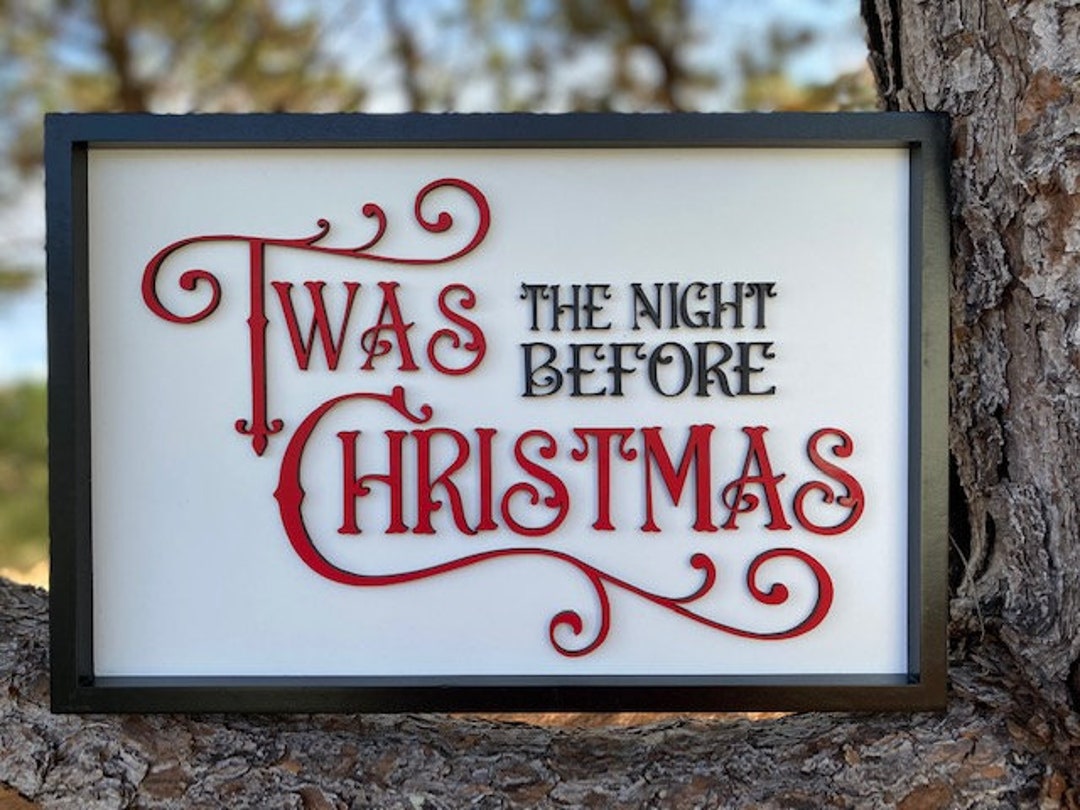 Christmas Sign, Twas the Night Before Christmas Sign, Wooden Christmas ...