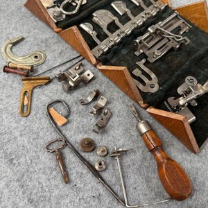 Antique Singer Puzzle Box With Assorted Attachments, Antique Singer ...