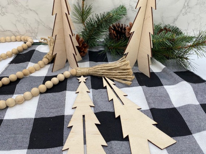 Wooden Trees/christmas Decor/3d Laser Cut Trees/christmas - Etsy