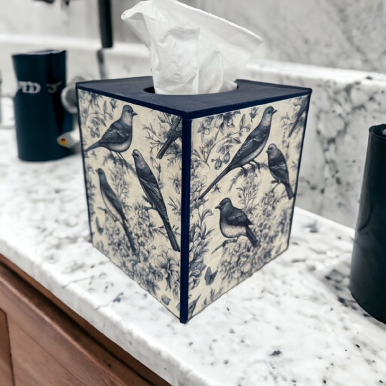 Tissue Box Cover, French Country Tissue Box, Birds Tissue Box Cover ...