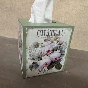French Country Tissue Box, Tissue Box Cover, Peonies Tissue Box Cover ...